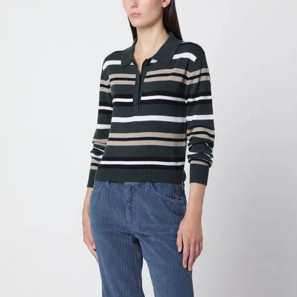 Alexandra Golovanoff Striped Cashmere Polo Shirt