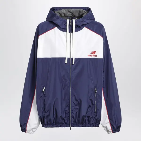 MIU MIU X NEW BALANCE Mini Tech Poplin Hooded Piping Jacket With Zip Pockets