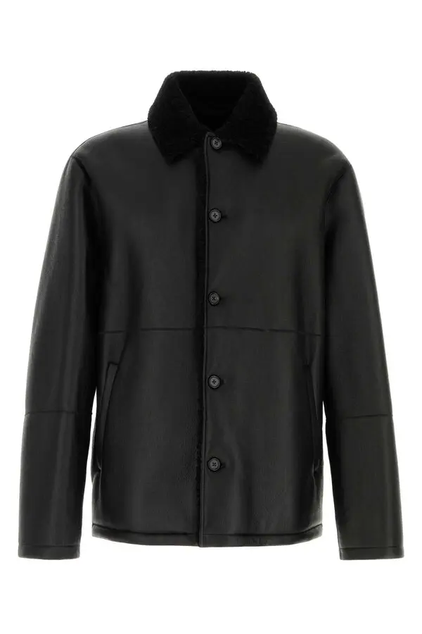 JIL SANDER Shearling Leather Jacket - Black