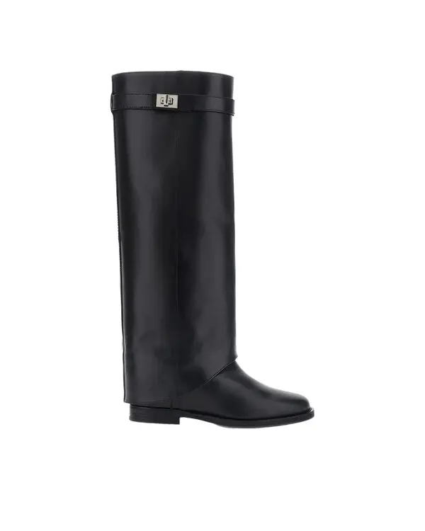 VIA ROMA 15 Tall Leather Riding Boot With Buckle Detail - Nero