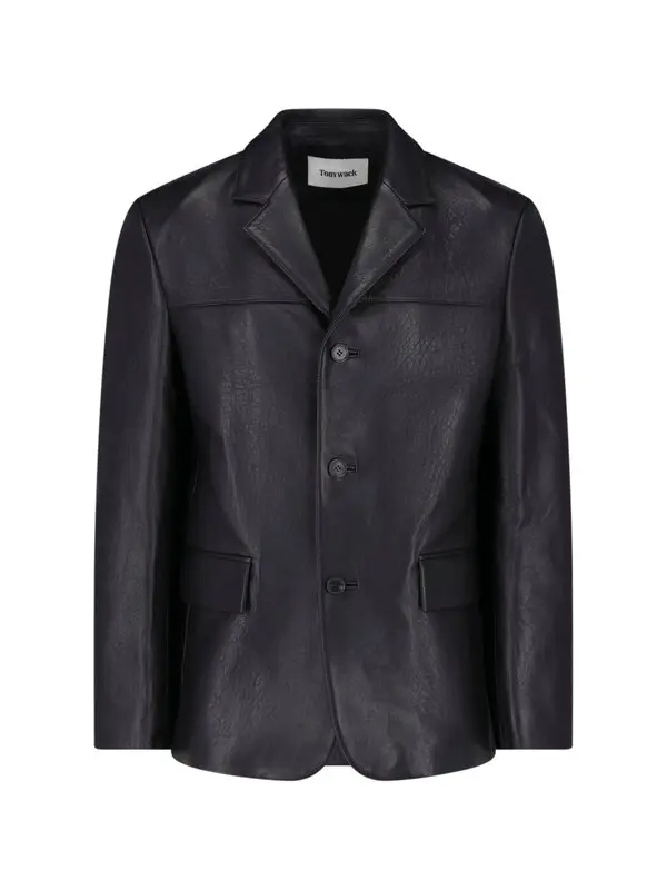TONYWACK Leather Blazer Jacket - Black