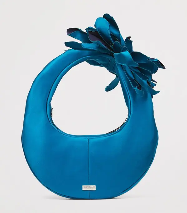 JIMMY CHOO Satin Flower Shoulder Bag - Blue