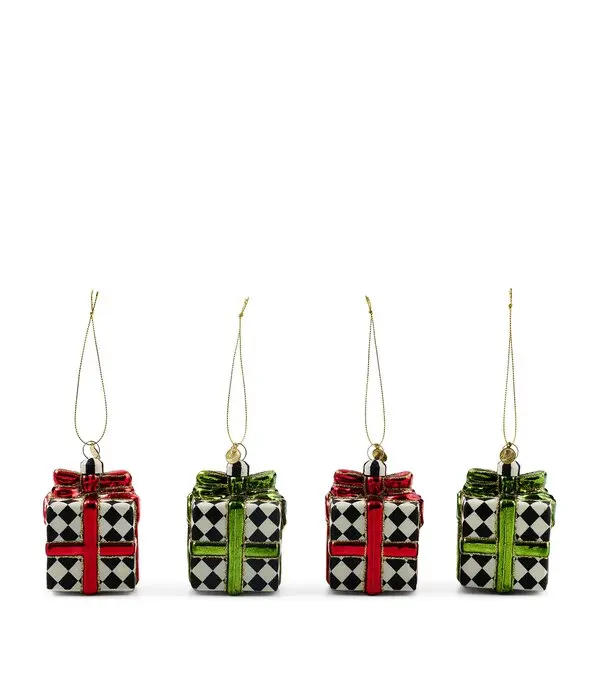 MACKENZIE-CHILDS Glass Present Tree Decorations