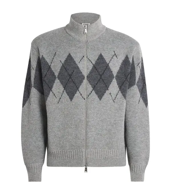 COOR Argyle Zip-up Sweater