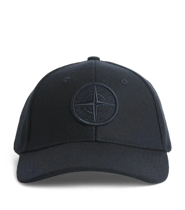 Stone Island Virgin Wool-blend Compass Baseball Cap - Navy