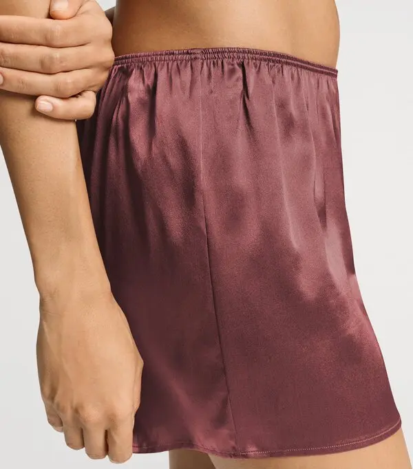 Hanro Silk Grand Central Pyjama Shorts - Red