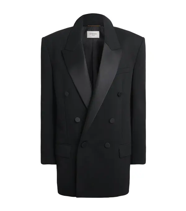 Saint Laurent Wool-silk Double-breasted Blazer