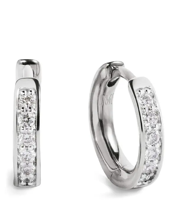 Monica Vinader Sterling And Diamond Essentials Huggie Earrings