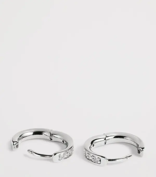 Monica Vinader Sterling And Diamond Essentials Huggie Earrings