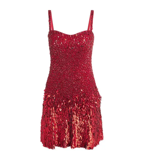 Jenny Packham Embellished Nima Mini Dress - Red