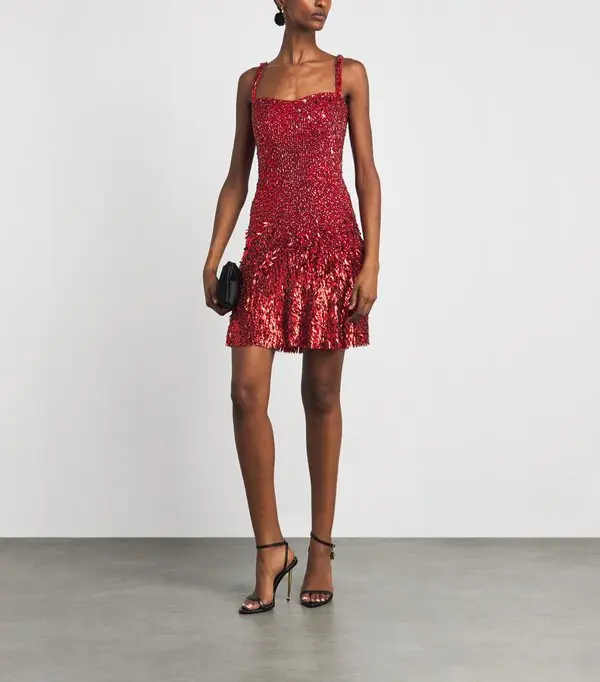 Jenny Packham Embellished Nima Mini Dress - Red