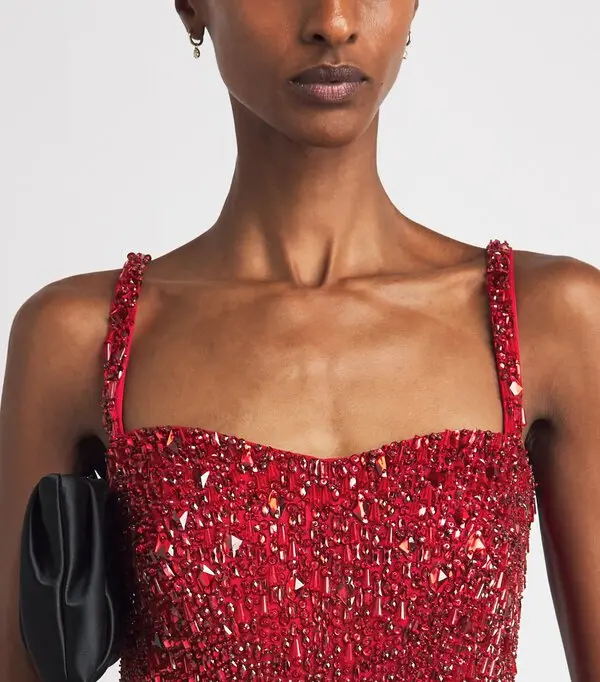 Jenny Packham Embellished Nima Mini Dress - Red