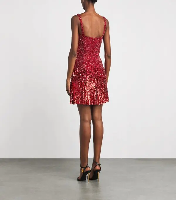 Jenny Packham Embellished Nima Mini Dress - Red