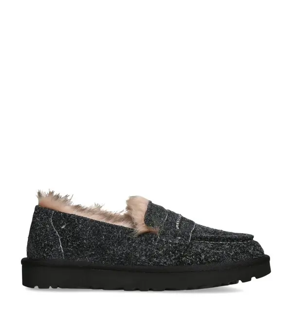 UGG Textured Suede Ellis Loafers - Black