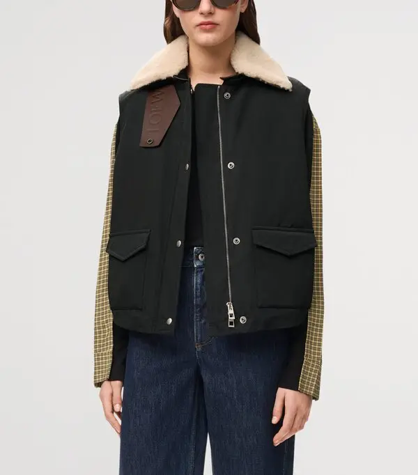 Loewe Technical Shearling-collar Gilet