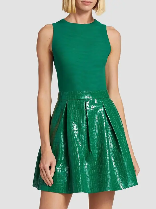Alice + Olivia Chara Croc-embossed Minidress