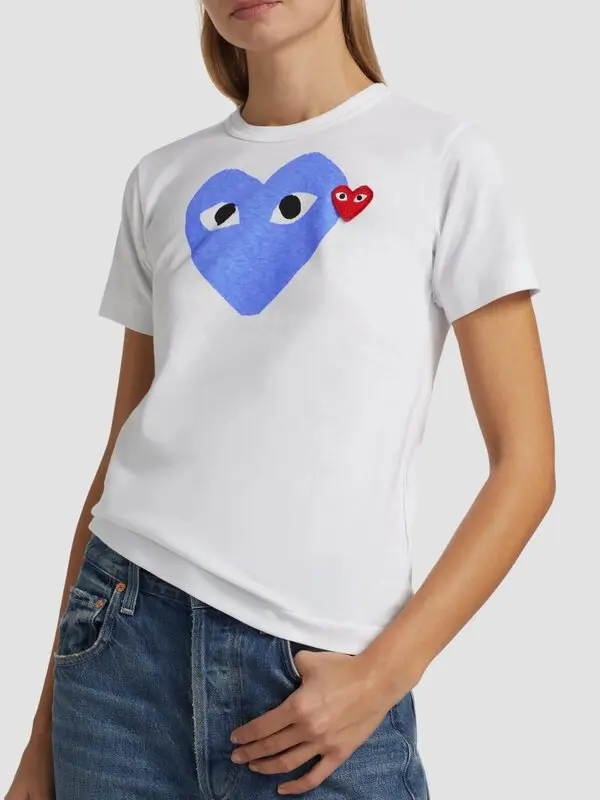 Play Comme Des Garcon Double Heart T-shirt - Blue