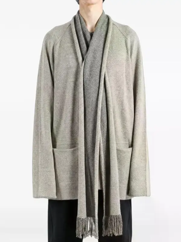 ZIGGY CHEN Fringed-scarf Wool Cardigan