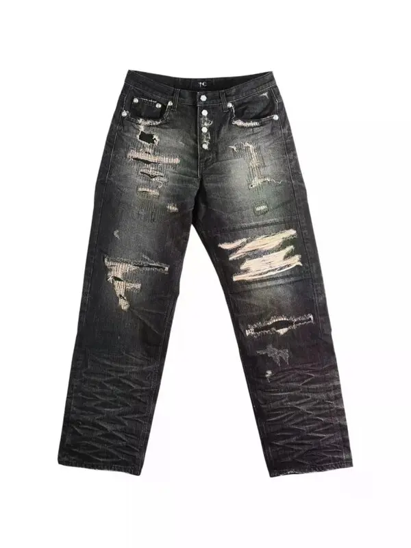 THUG CLUB Distressed-effect Straight-leg Jeans