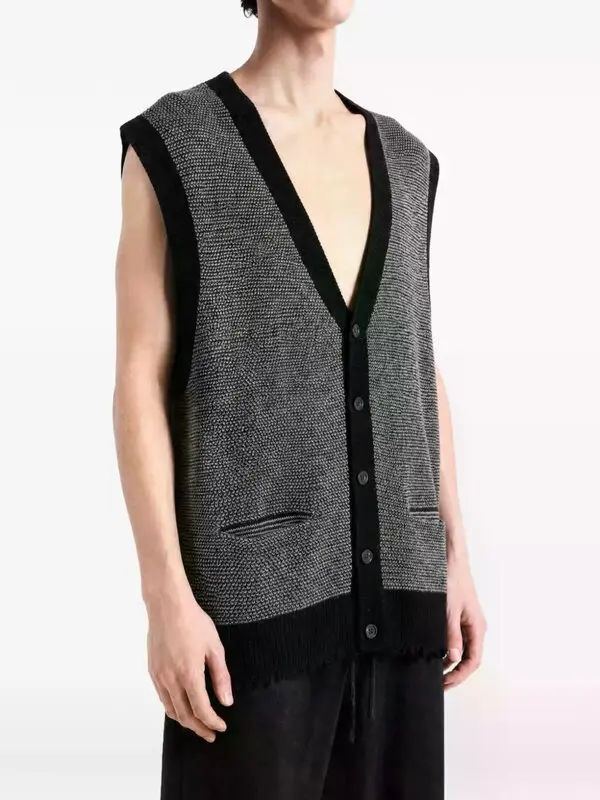 ZIGGY CHEN Button-up Knitted Sleeveless Cardigan
