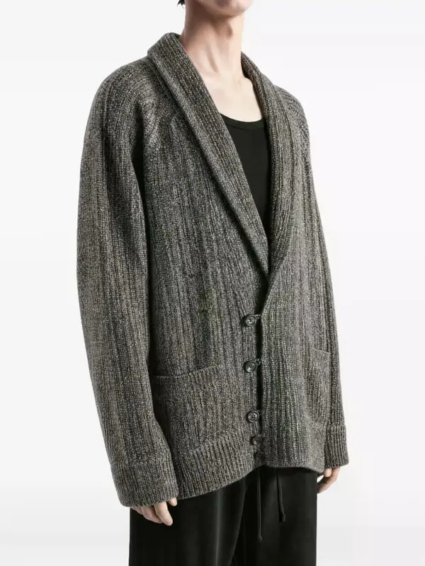 ZIGGY CHEN Ribbed-knit Shawl-collar Cardigan