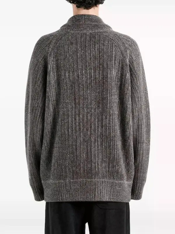 ZIGGY CHEN Ribbed-knit Shawl-collar Cardigan
