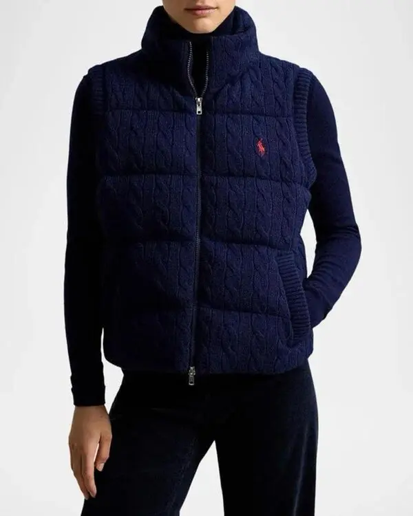 Polo Ralph Lauren Cable-knit Wool-cashmere Zip Gilet