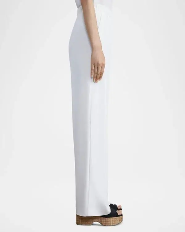 Lafayette 148 New York Organic Silk Crepe Straight-leg Pull-on Pants