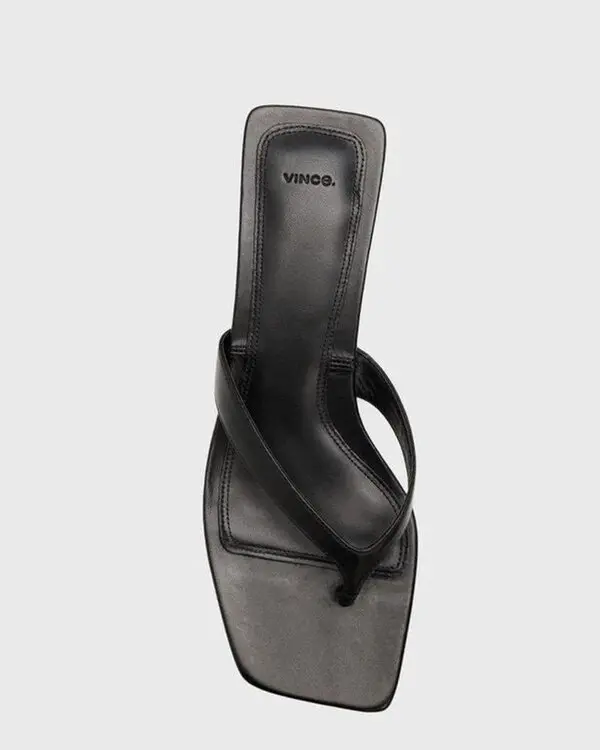 Vince San Juan Leather Heeled Thong Sandals - Black