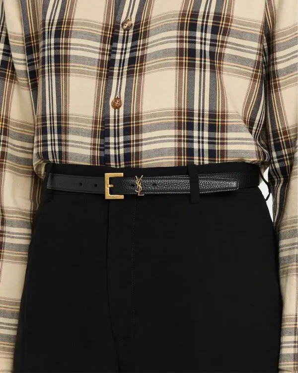 Saint Laurent Grain Leather Skinny Belt