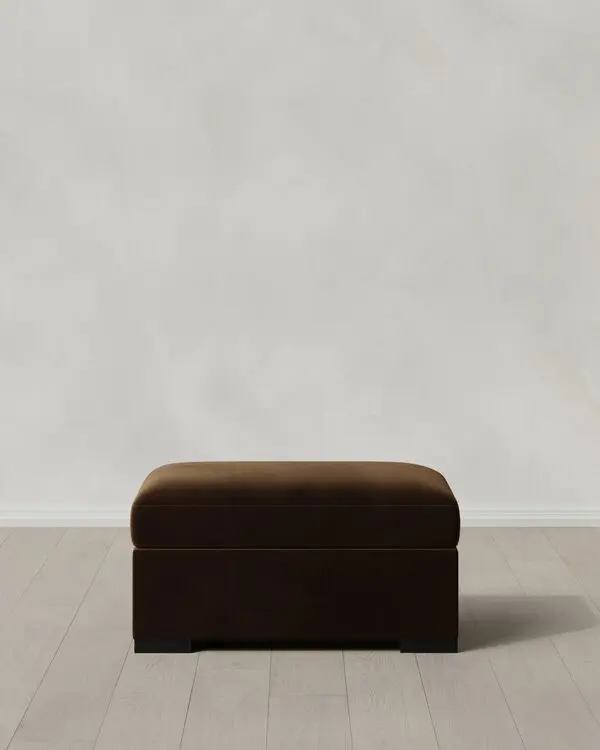 Quince Stillman Ottoman In Performance Velvet - Java