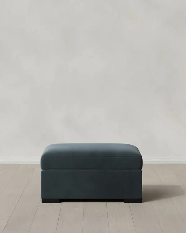 Quince Stillman Ottoman In Performance Velvet - Pine