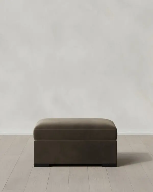 Quince Stillman Ottoman In Performance Velvet - Sable
