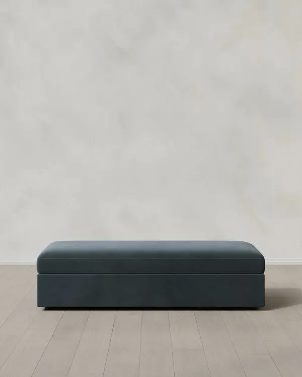 Quince Sierra Coffee Ottoman In Performance Velvet - Pine