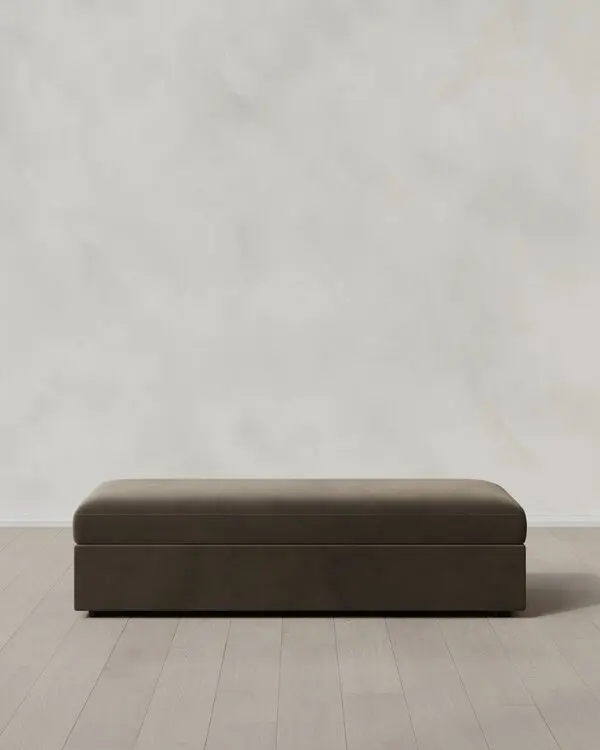 Quince Sierra Coffee Ottoman In Performance Velvet - Sable