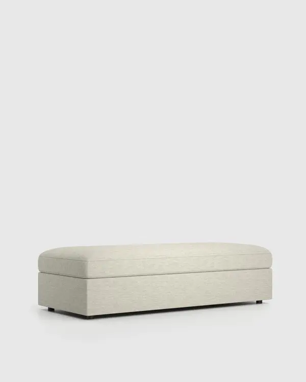 Quince Sierra Coffee Ottoman In Performance Basketweave - Ivory