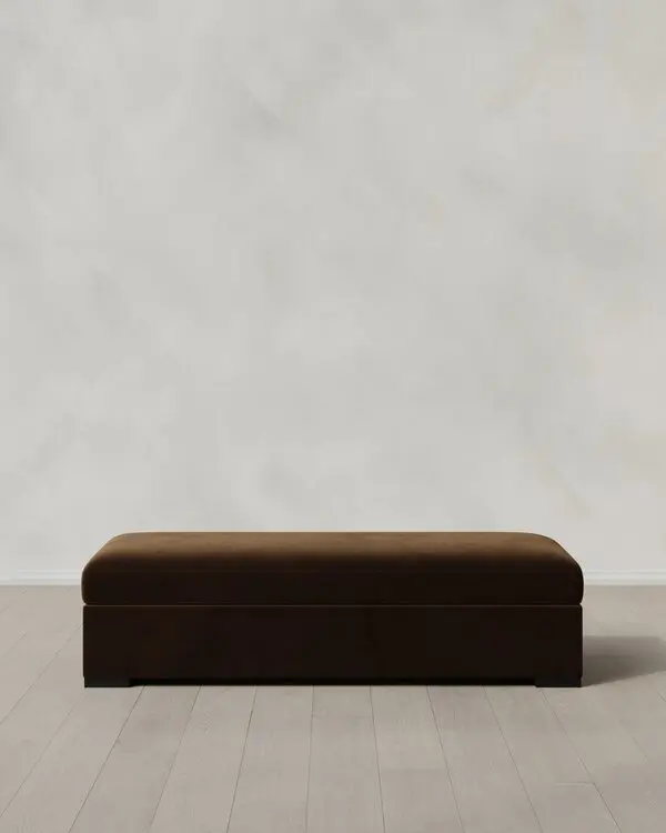Quince Stillman Coffee Ottoman In Performance Velvet - Java