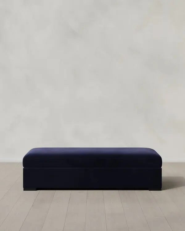 Quince Stillman Coffee Ottoman In Performance Velvet - Midnight