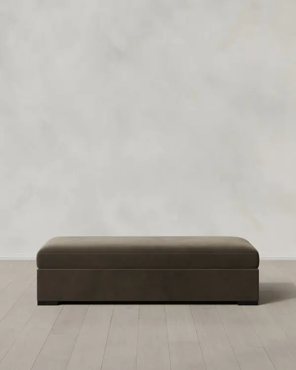 Quince Stillman Coffee Ottoman In Performance Velvet - Sable
