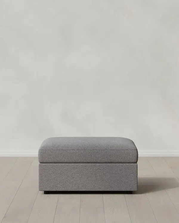 Quince Sierra Ottoman In Performance Basketweave - Ash