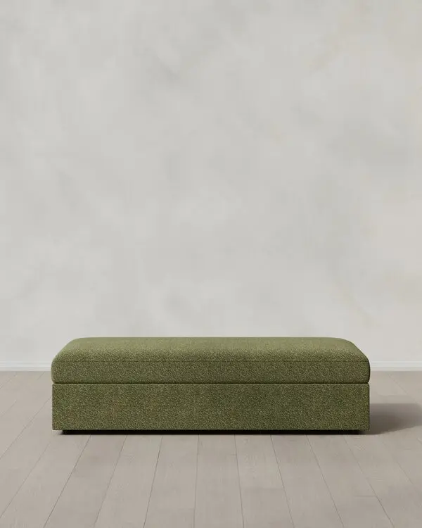 Quince Sierra Coffee Ottoman In Performance Boucle - Fern