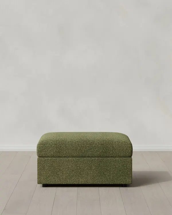 Quince Sierra Ottoman In Performance Boucle - Fern