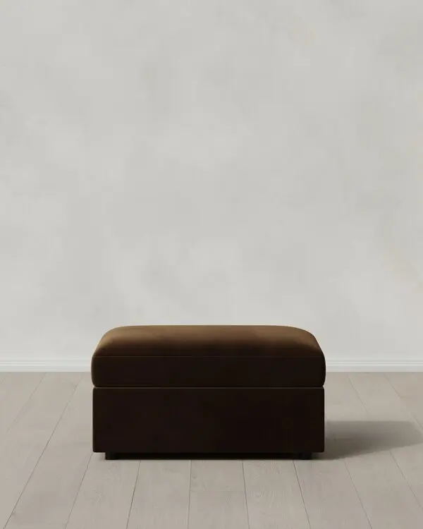 Quince Sierra Ottoman In Performance Velvet - Java
