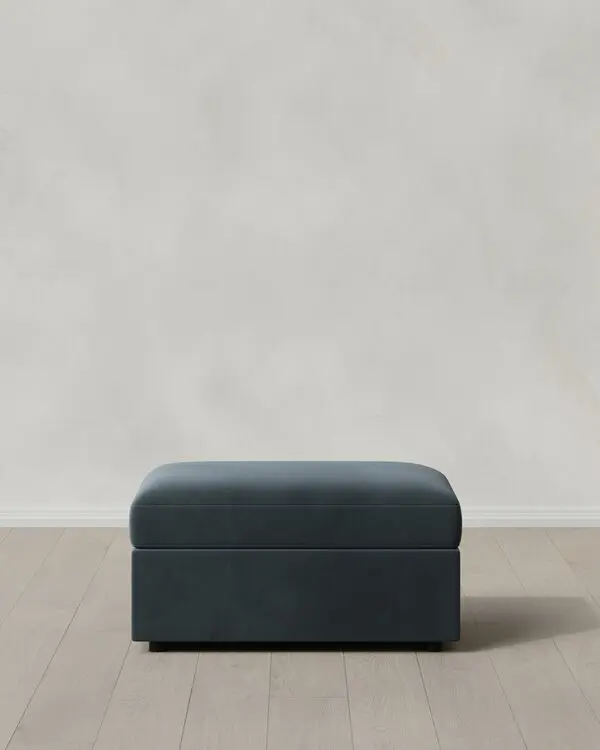 Quince Sierra Ottoman In Performance Velvet - Pine