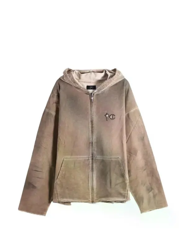 THUG CLUB Camo-panelled Zip-up Hoodie