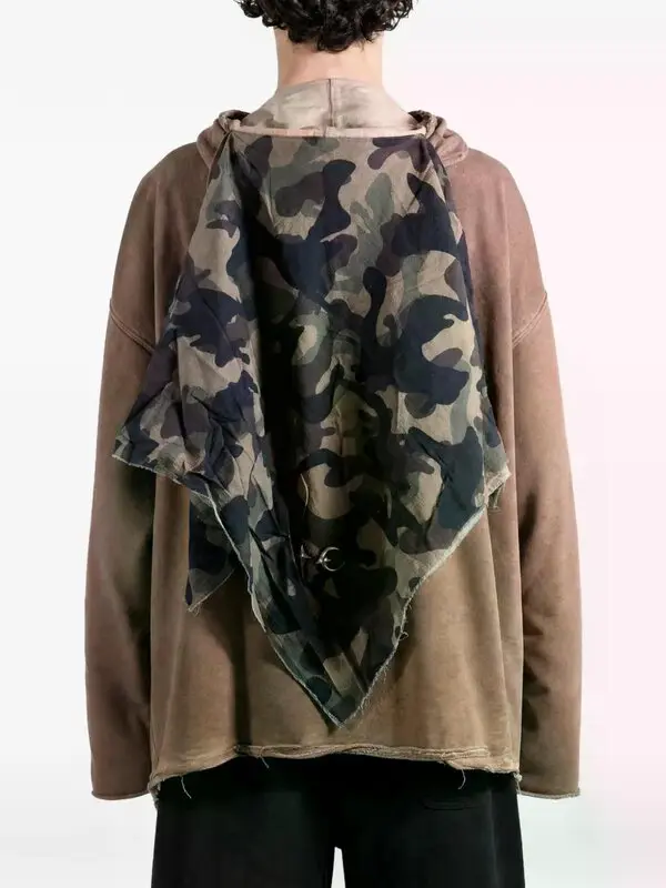 THUG CLUB Camo-panelled Zip-up Hoodie