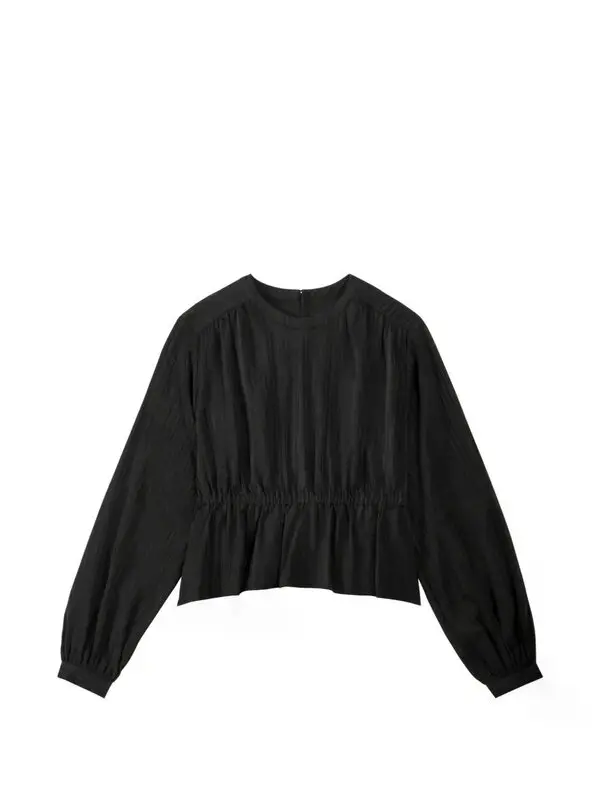 FUTURE CLASSICS Gathered Dobby-stripe Blouse - Black
