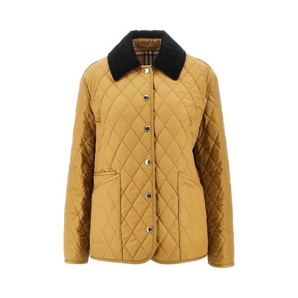 Burberry Quilted Jacket With Logo Embroidery - Brown
