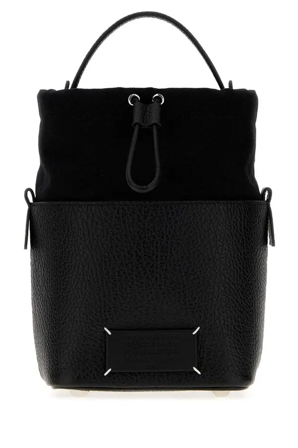 MAISON MARGIELA Leather And Fabric Small 5ac Bucket Bag - Black