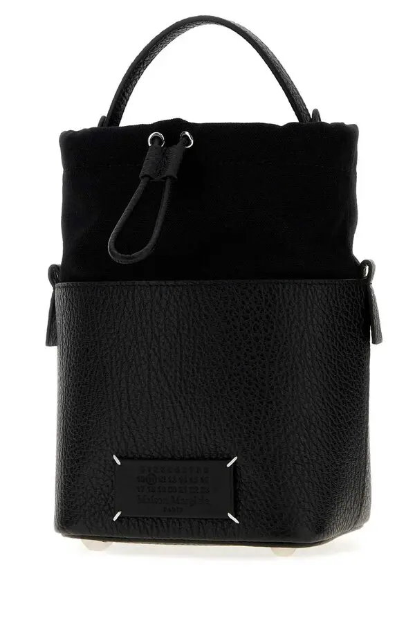 MAISON MARGIELA Leather And Fabric Small 5ac Bucket Bag - Black
